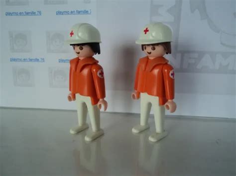 PLAYMOBIL VINTAGE CITY life médical lot brancardiers casque set 3456 B