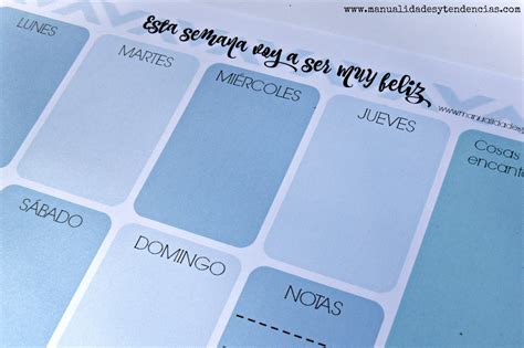 Manualidades Y Tendencias Organizadores Semanales Imprimibles Gratis