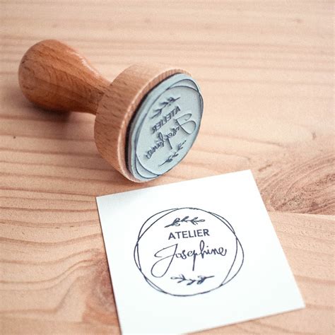 Tampon encreur personnalisé logo rond en bois 40 mm