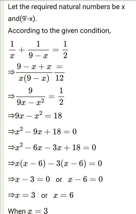if the sum of two numbers is 9 and sum of their reciprocal is 1 2 find the numbers