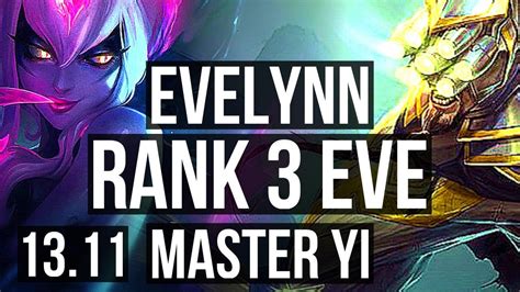EVELYNN Vs MASTER YI JNG Rank 3 Eve 2 3M Mastery 7 1 4 KR