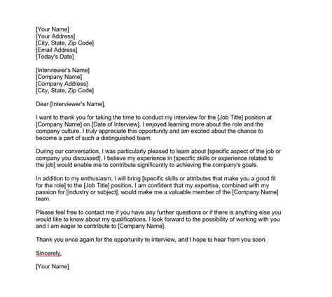 Thank You Letter After Academic Interview At Sasdedicateblog Blog