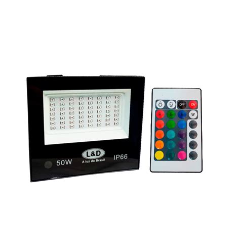 Refletor Led Slim W Rgb Holofote Bivolt Colorido Ip Casa Ou