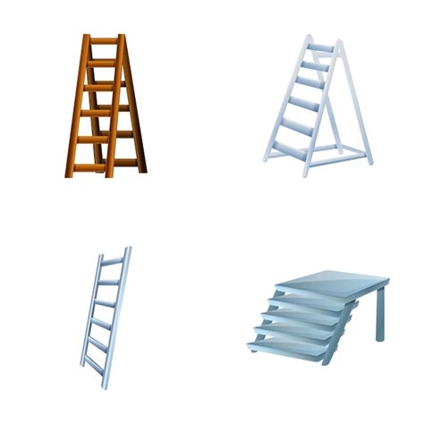 Iconos De Escalera Conjunto De Vector De Dibujos Animados Escalera De