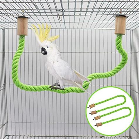 2 Pack Bird Hemp Rope Perch Swing Bird Cage Stand Pole Accessories