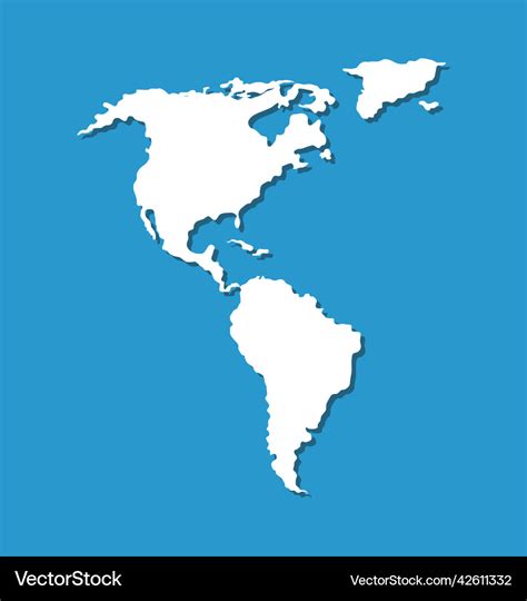 Map Of South And North America In Atlantic Ocean Vector Image