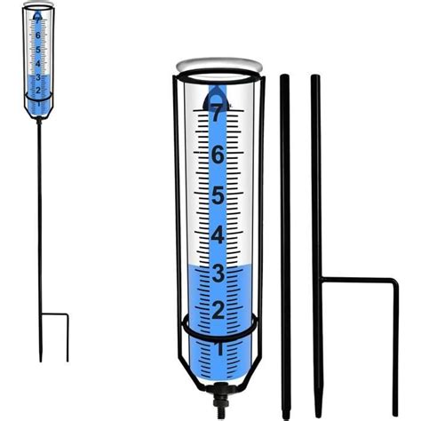 Ifan Pluviomètre amovible en verre avec piquet robuste grands chiffres
