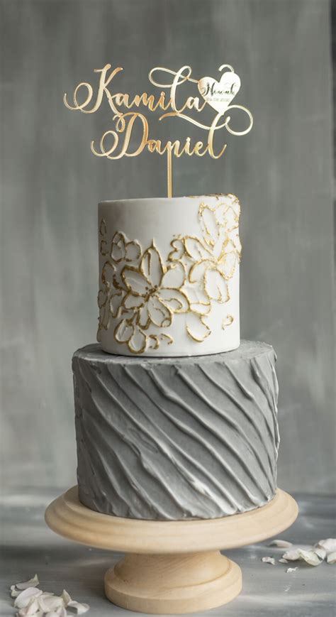 Z Oty Lustrzany Napis Na Tort Weselny Personalizowany Topper Lubny