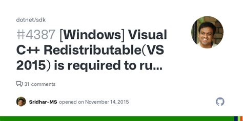 Windows Visual C Redistributable VS 2015 Is Required To Run Dotnet