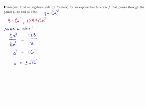 module 5 finding the formula for an exponential function given two points youtube