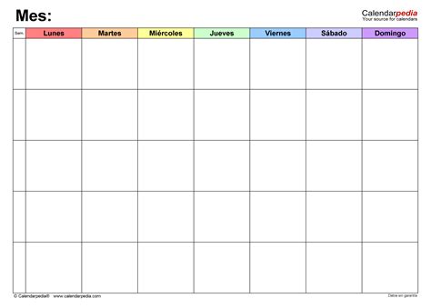 Planificadores Mensuales En Word Excel Y PDF Calendarpedia