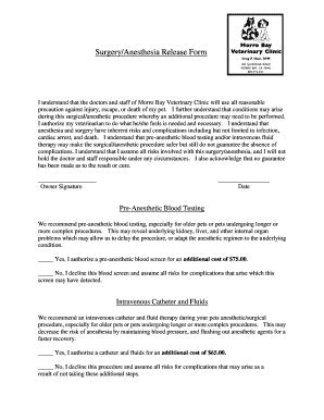 Fillable Online Surgery Anesthesia Release Form Fax Email Print PdfFiller