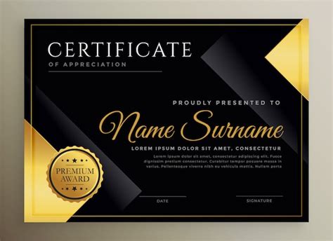 Plantilla De Oro Y Negro Certificado De Agradecimiento Fondo Elegante