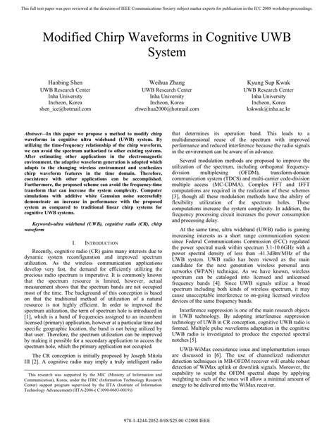 pdf modified chirp waveforms in cognitive uwb system