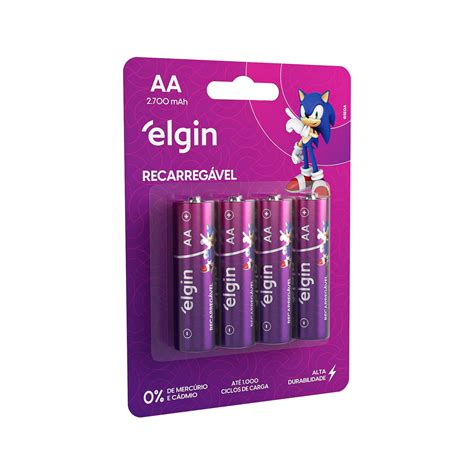 Blister 4 pilhas AA Recarregável 2700 mAh Elgin atacadãodaspilhas