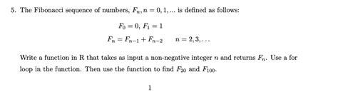 solved 5 the fibonacci sequence of numbers fn n 0 1