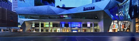 Night Panorama Angular Geometric Metal And Glass Facade Of Wisma