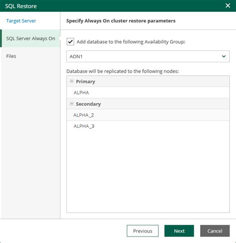 Step 3 Specify AlwaysOn Restore Settings Veeam Backup Enterprise