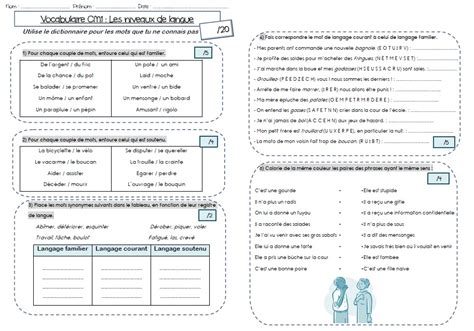 Les Niveaux De Langue Langage Familier Courant Et Soutenu Ma