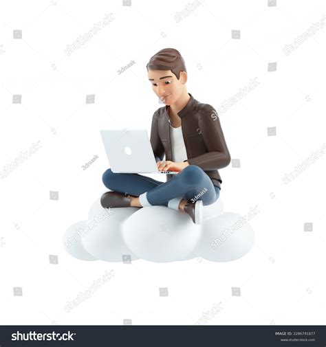 3d Cartoon Man Sitting On Cloud Stock Illustration 2286791877