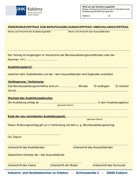 Ausf Llbar Online Ihk Koblenz Aev Bav Doc Nderungsvertrag Zum