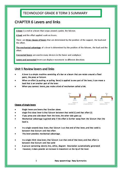 TECHNOLOGY GRADE 8 TERM 3 SUMMARY Teacha