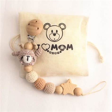 RUBY Attache Tetine pour BéBé Animaux Crochet Attache Sucette en Bois