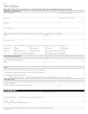 Fillable Online Dss Mo Request For Accounting Of Protected Health Info