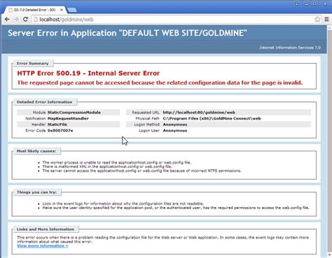 error 500 19 internal server error the requested page cannot be accessed because the