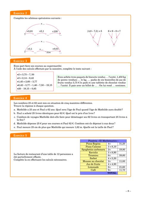 Cahier de vacances Mathématiques de 6e vers 5e