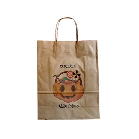 TORBA PAPIEROWA KRAFT Cukierek Albo Psikus 24X10X32 10szt GreenPack Pl