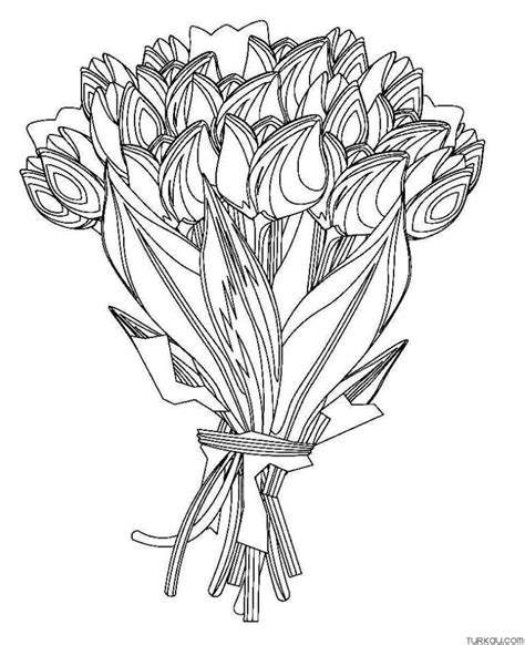 Pretty Bouquet Flowers Coloring Page Turkau