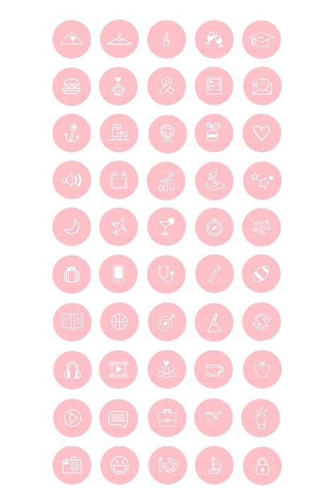 The Pink Circle Icons Are Arranged In Different Sizes And Colors