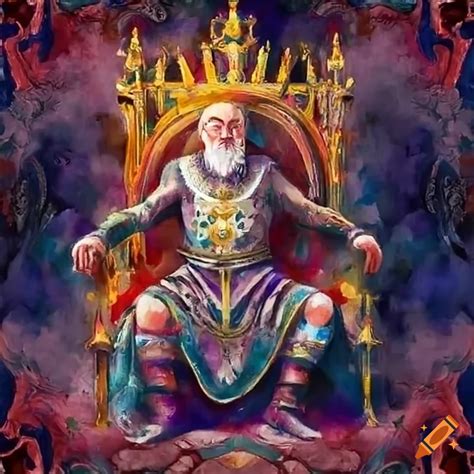 Serious Old King Sitting On A Throne On Craiyon