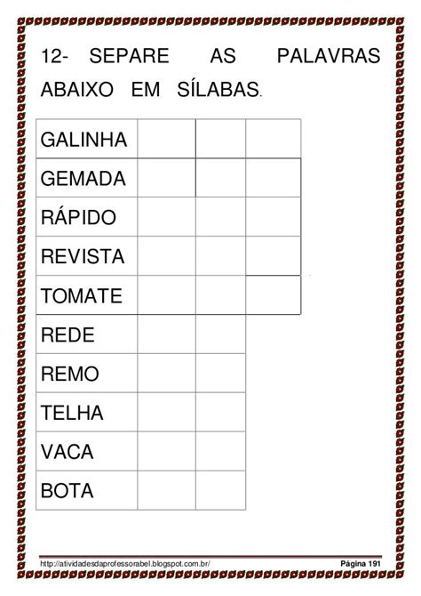 Alfabetização 28 palavras parte II Atividades alfabetização e