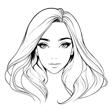 Premium Vector A Sketch Of A Woman With Long Hair And A Long Hair
