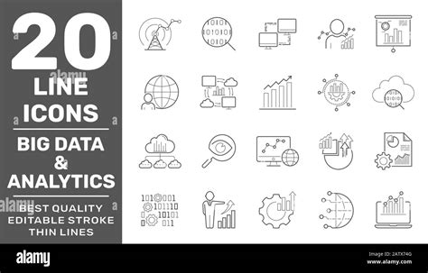 Big Data And Analytics Icons Set Contain Icons As Chart Report