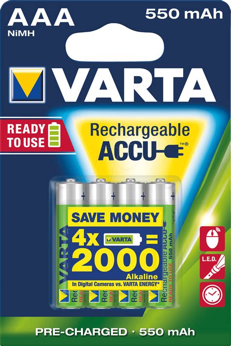 VAR R2U 4X550 NiMh Akku AAA Micro 550 MAh 4er Pack Bei Reichelt