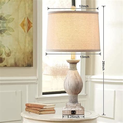 Rustic Farmhouse Table Lamps For Living Room Set Of 2 With USB Etsy