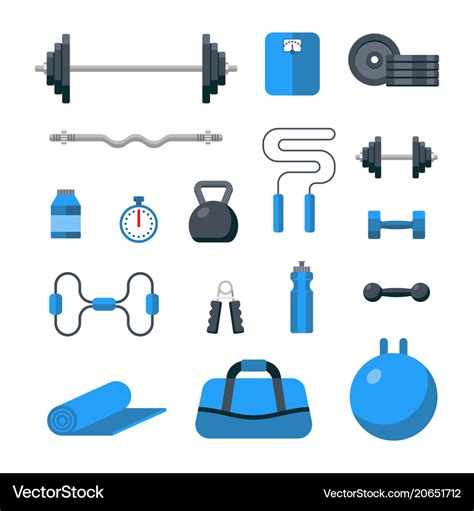 Home Gym Equipment Black Glyph Icons Set On White Space Stock Vector
