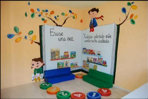 Rincon de lectura Decoración de biblioteca escolar Murales escolares