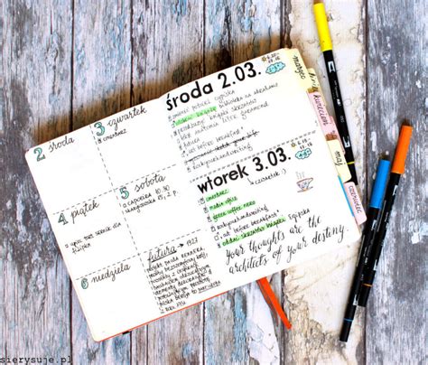 BULLET JOURNAL CO ZAPISYWAĆ W DNIÓWKACH się rysuje