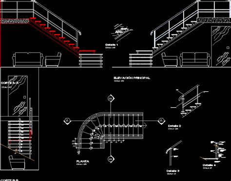 Detalle De Escalera En Autocad Librer A Cad