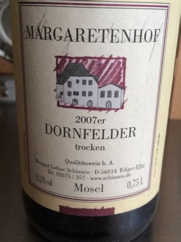 Margaretenhof Weingut Lothar Schinnen Dornfelder Trocken Vivino US