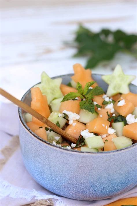 Salade de concombre et melon à la feta du bio dans mon bento
