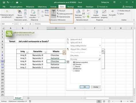 Filtrowanie Excel Jak Zrobi W Excelu