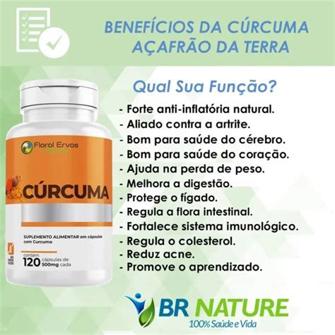 Cúrcuma Longa Açafrão da Terra Curcumina 120 Cápsulas 500mg