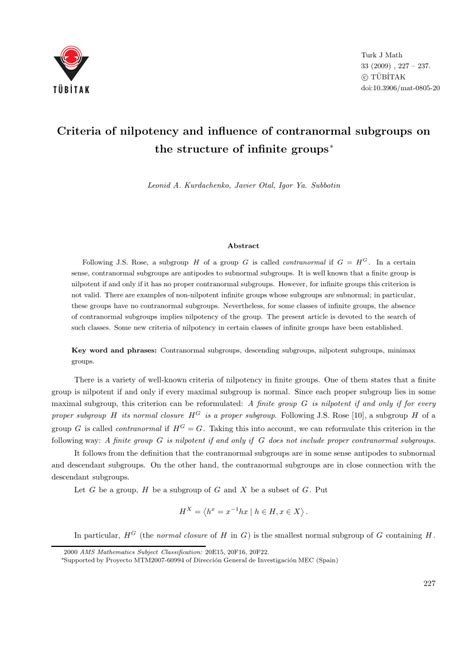 pdf criteria of nilpotency and influence of contranormal subgroups on the structure of