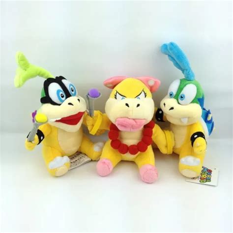 X SUPER MARIO Bros Koopalings Larry Iggy Wendy O Koopa Plush Toy Soft
