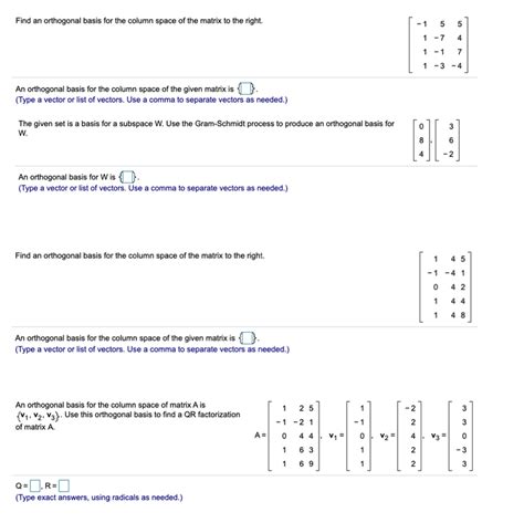 solved find an orthogonal basis for the column space of the